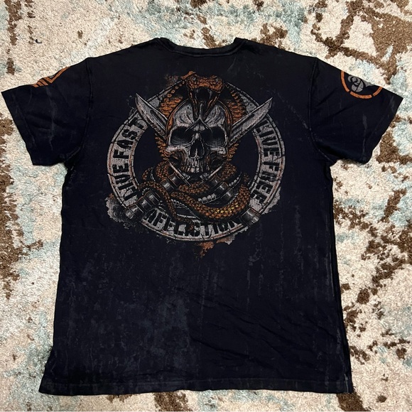 Affliction | Shirts | Affliction Live Fast Skull Snake Knives Shirt ...